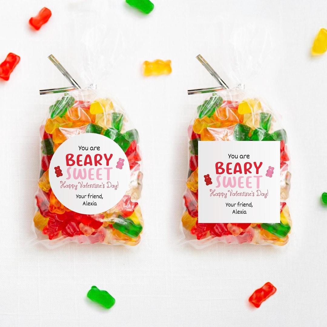 You Are Beary Sweet Stickers, Gummy Bears Valentines Label, Gummie ...