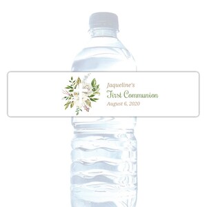 Personalized Baptism Water Bottle Labels, First Holy Communion Water ...