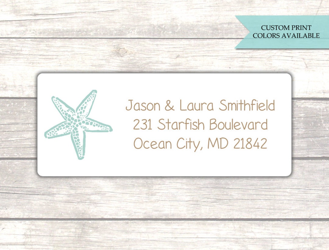Starfish Return Address Label Beach Address Labels Beach - Etsy Australia