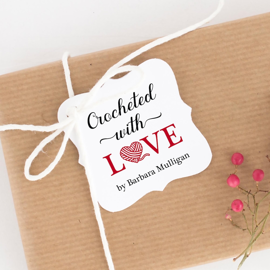 Crocheted With Love Tags Personalized, Crochet Knitting Labels ...