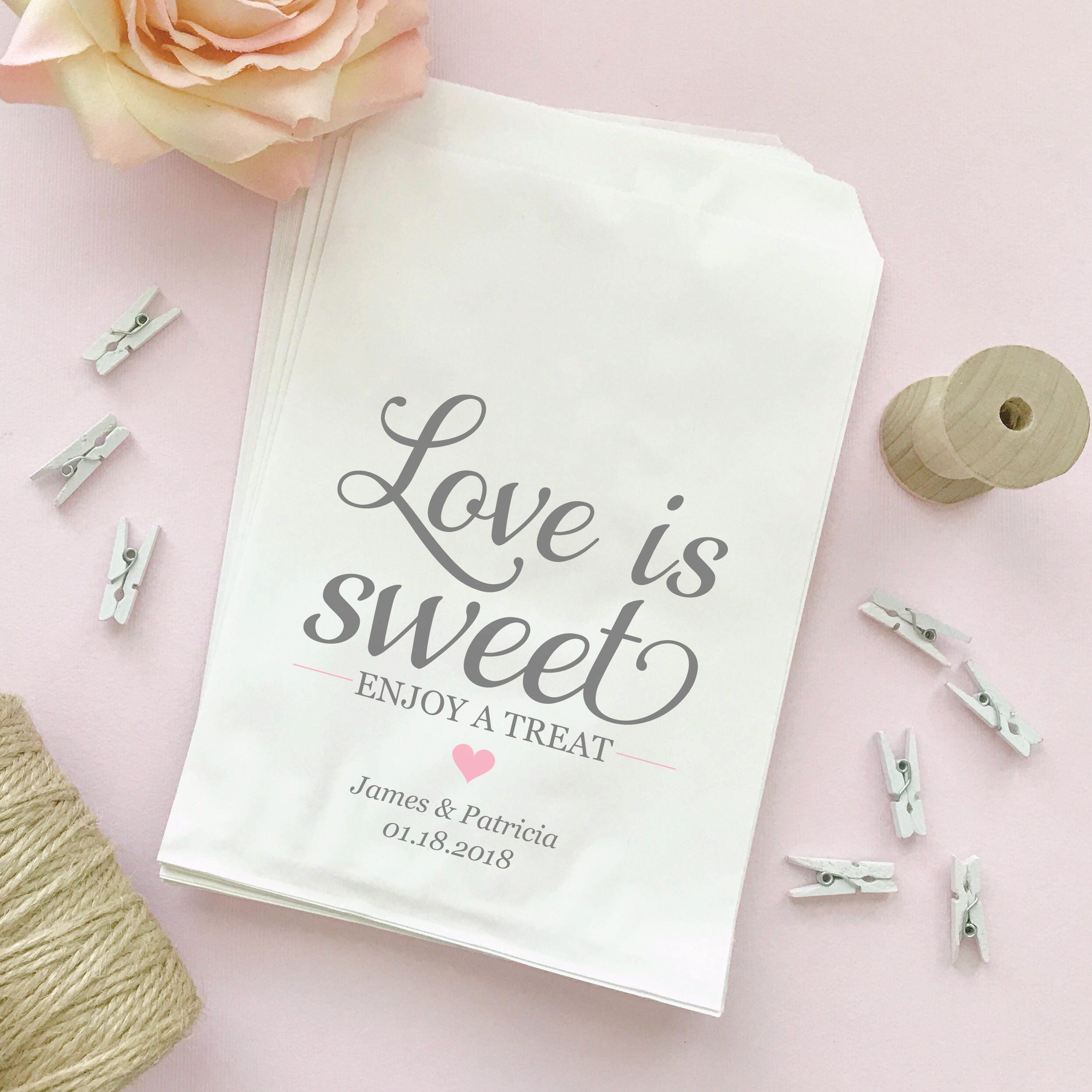 Love Is Sweet Treat Bag Treat Bag Fully Custom Favour Bag Wedding ...