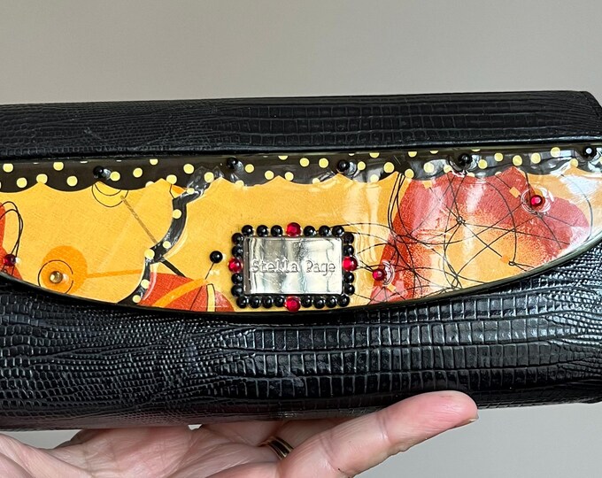 Vintage Black Snakeskin Clutch – Stella Page Lacquer Panel, Crossbody ...