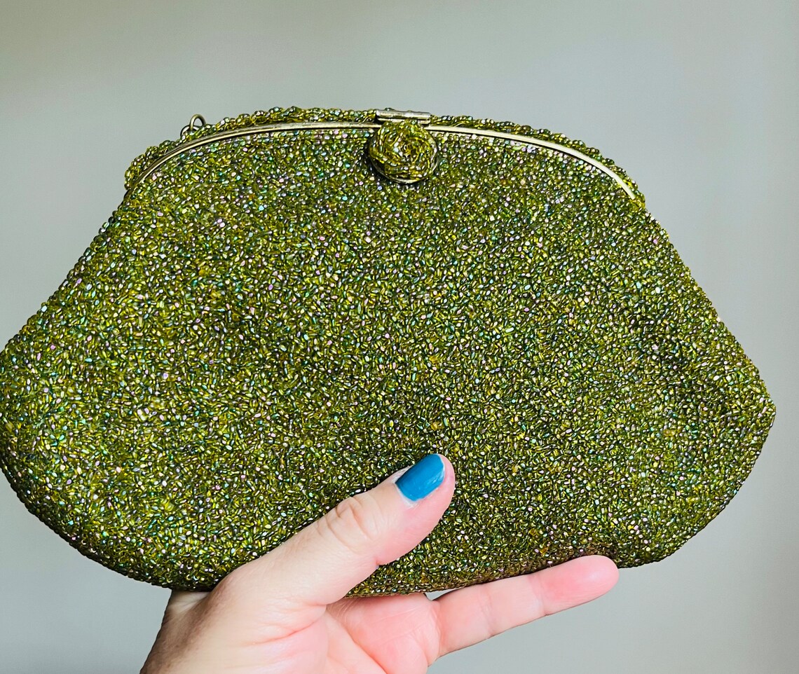 Stunning and Very Luxurious Vintage Green Iridescent French Hand Beaded Evening Bag - Etsy