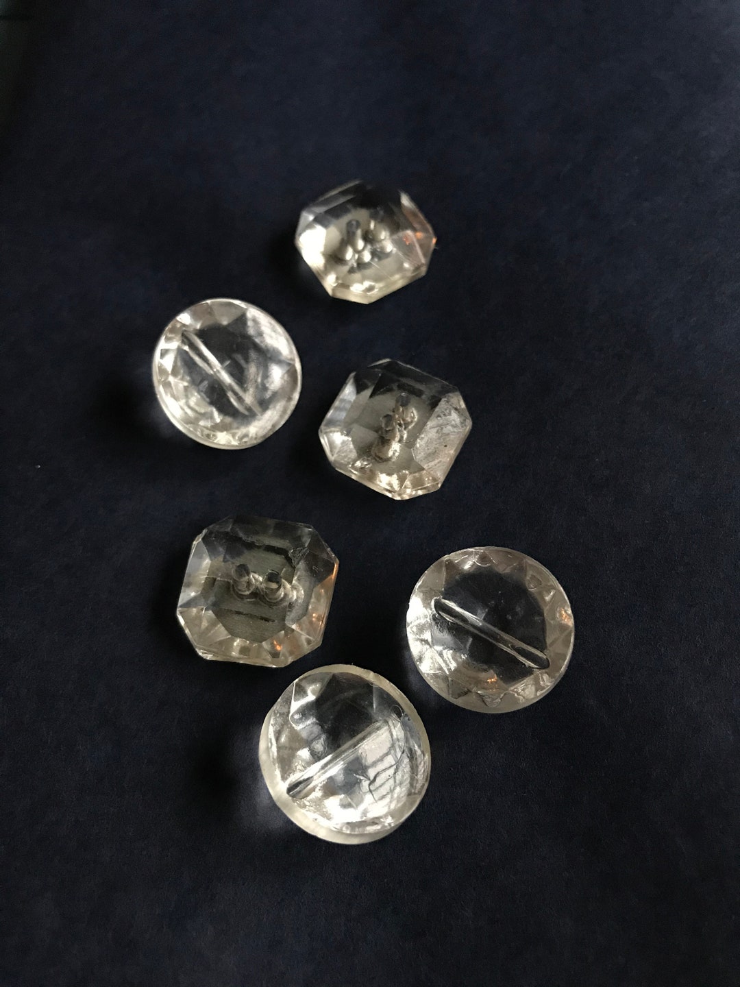 Vintage Clear Glass Buttons, Czechoslovakia, Set of 6 - Etsy