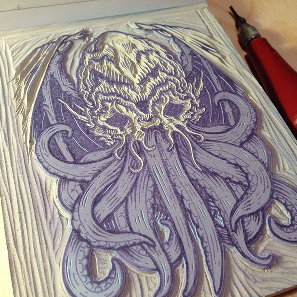 Cthulhu: Relief Print - Etsy