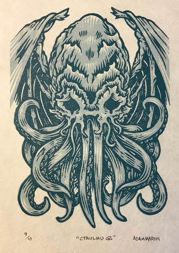 Cthulhu: Relief Print | Etsy