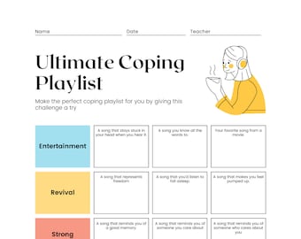 Ultimate Coping Playlist Worksheet | Etsy