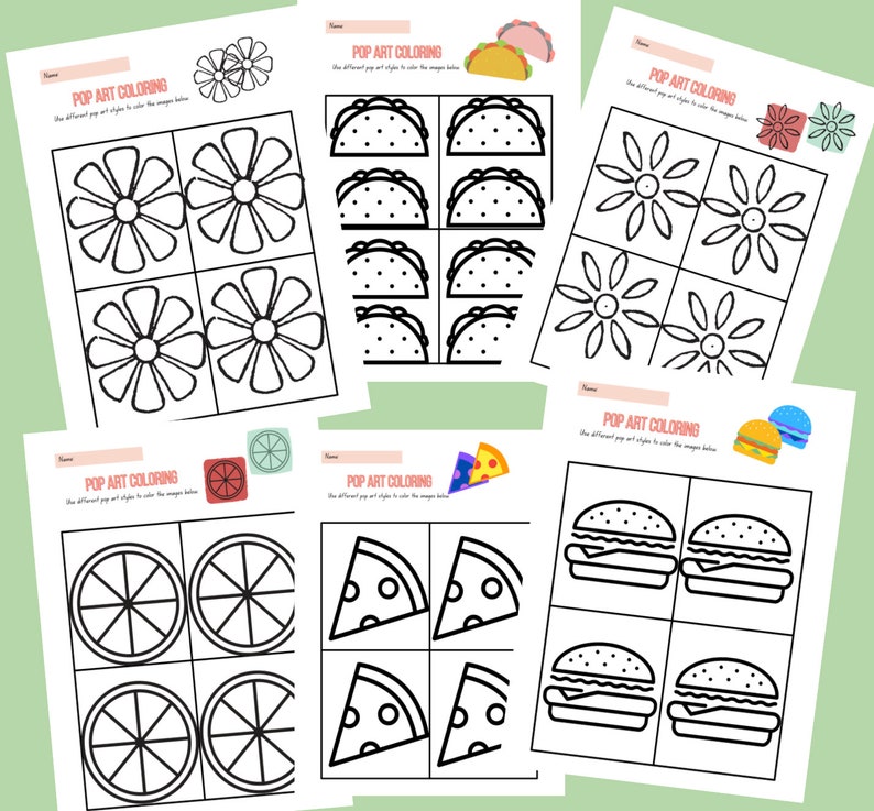 Pop Art Worksheets (art Therapy) Bundle of Six Worksheets - Etsy