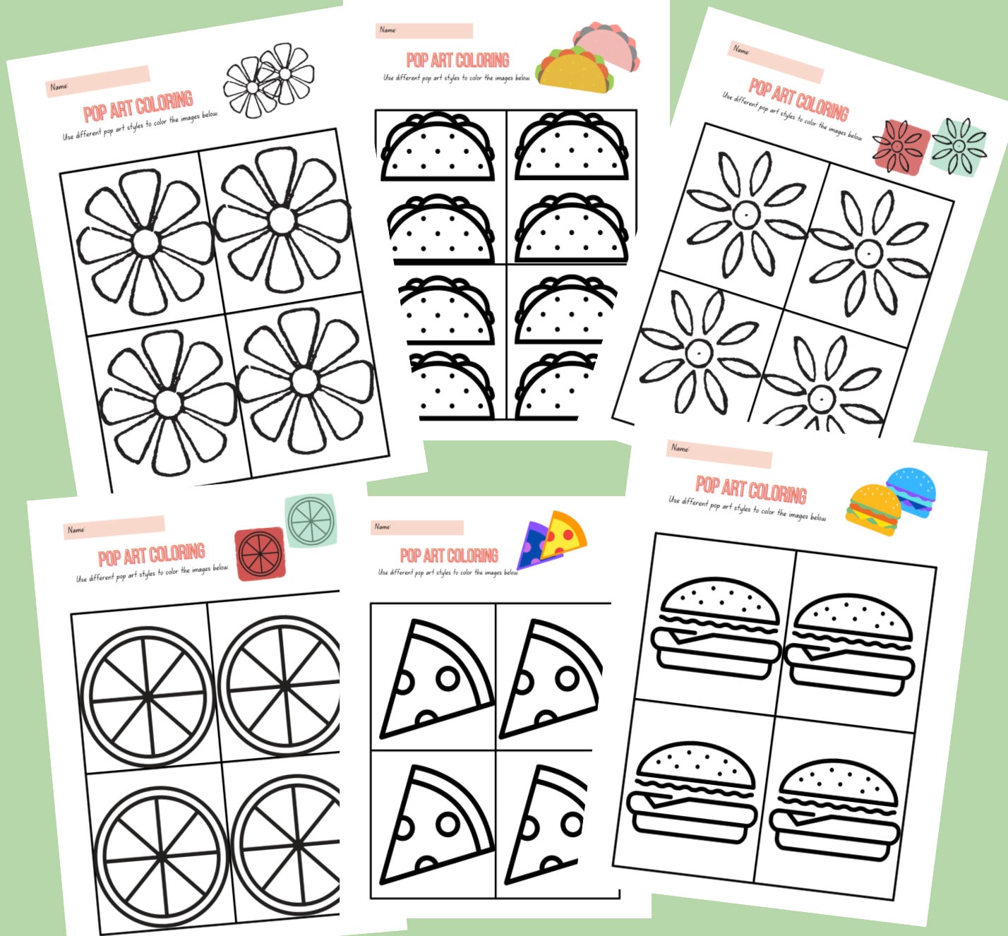 Pop Art Worksheets (art Therapy) Bundle of Six Worksheets - Etsy