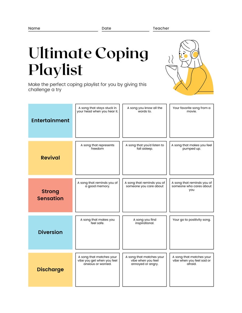 Ultimate Coping Playlist Worksheet - Etsy Canada