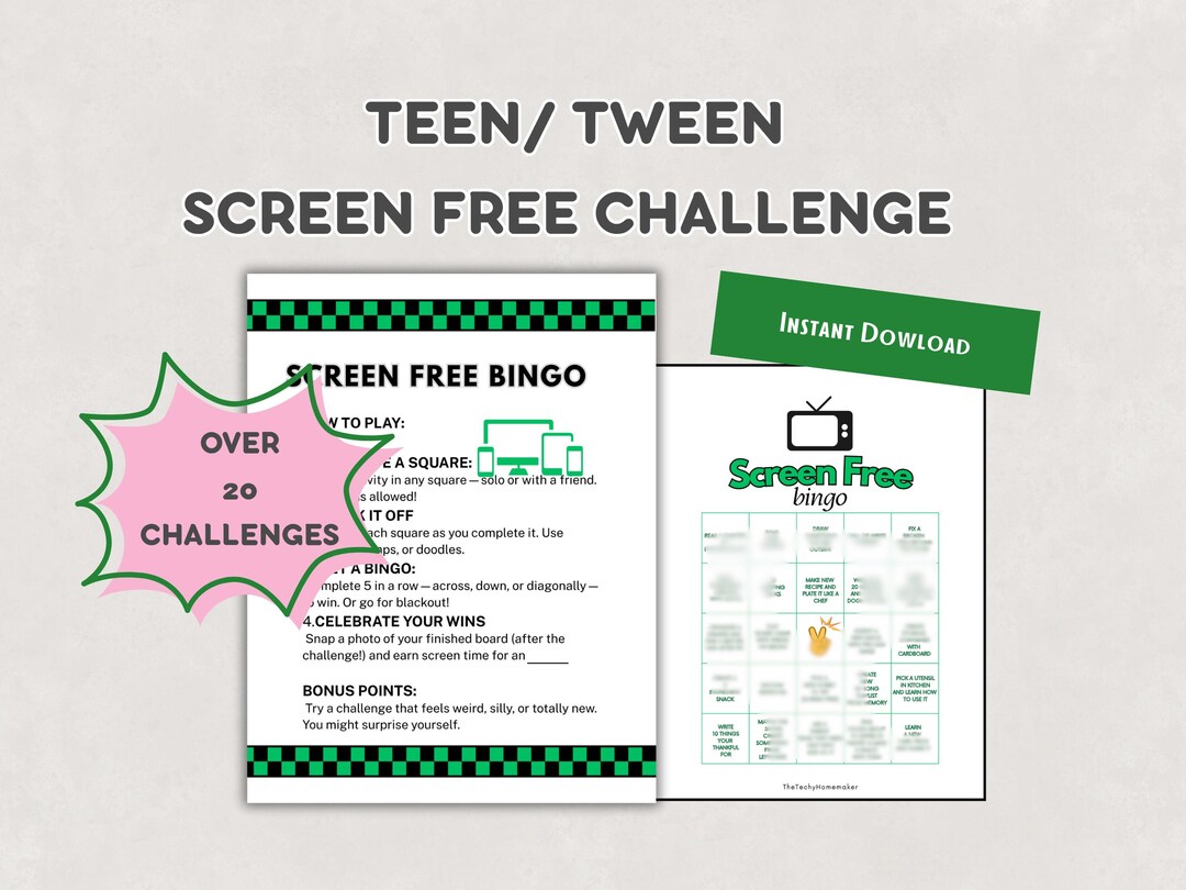 Screen-free Bingo Printable for Teens & Tweens (digital Download) - Etsy