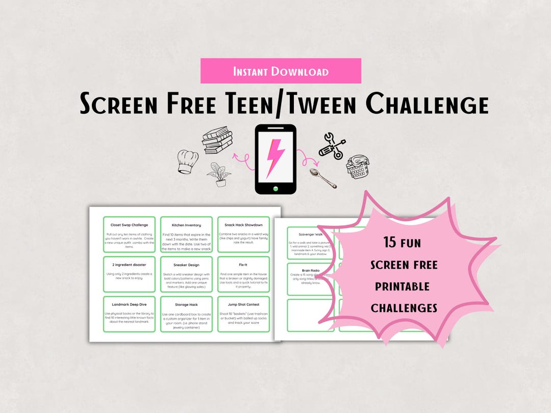 Screen-free Challenge Printable for Tweens & Teens (digital Download ...