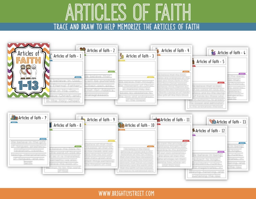 Articles of Faith Trace and Draw It! - Etsy