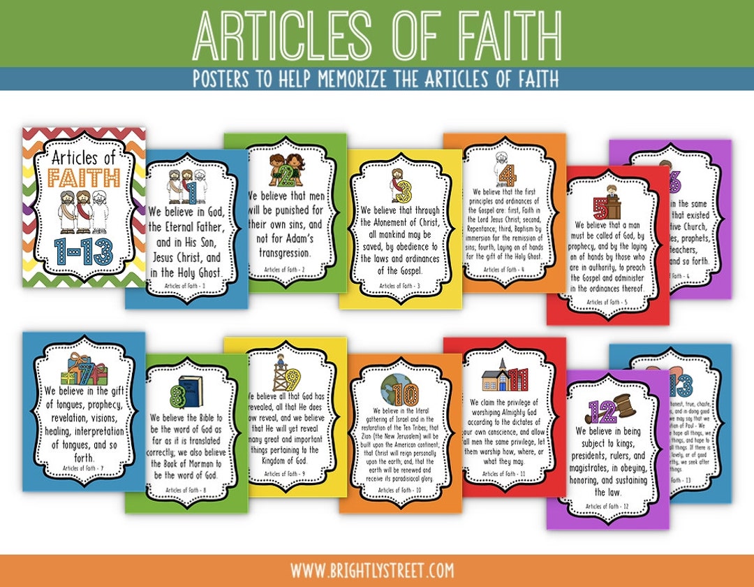Articles of Faith Posters (8.5x11 and 16x20) - Etsy