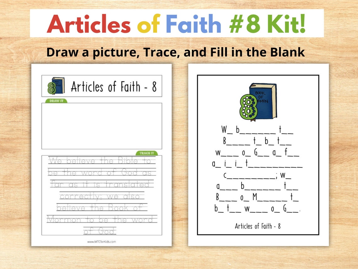 Articles of Faith #8 Complete Packet MEMORIZE the Articles of Faith - Etsy