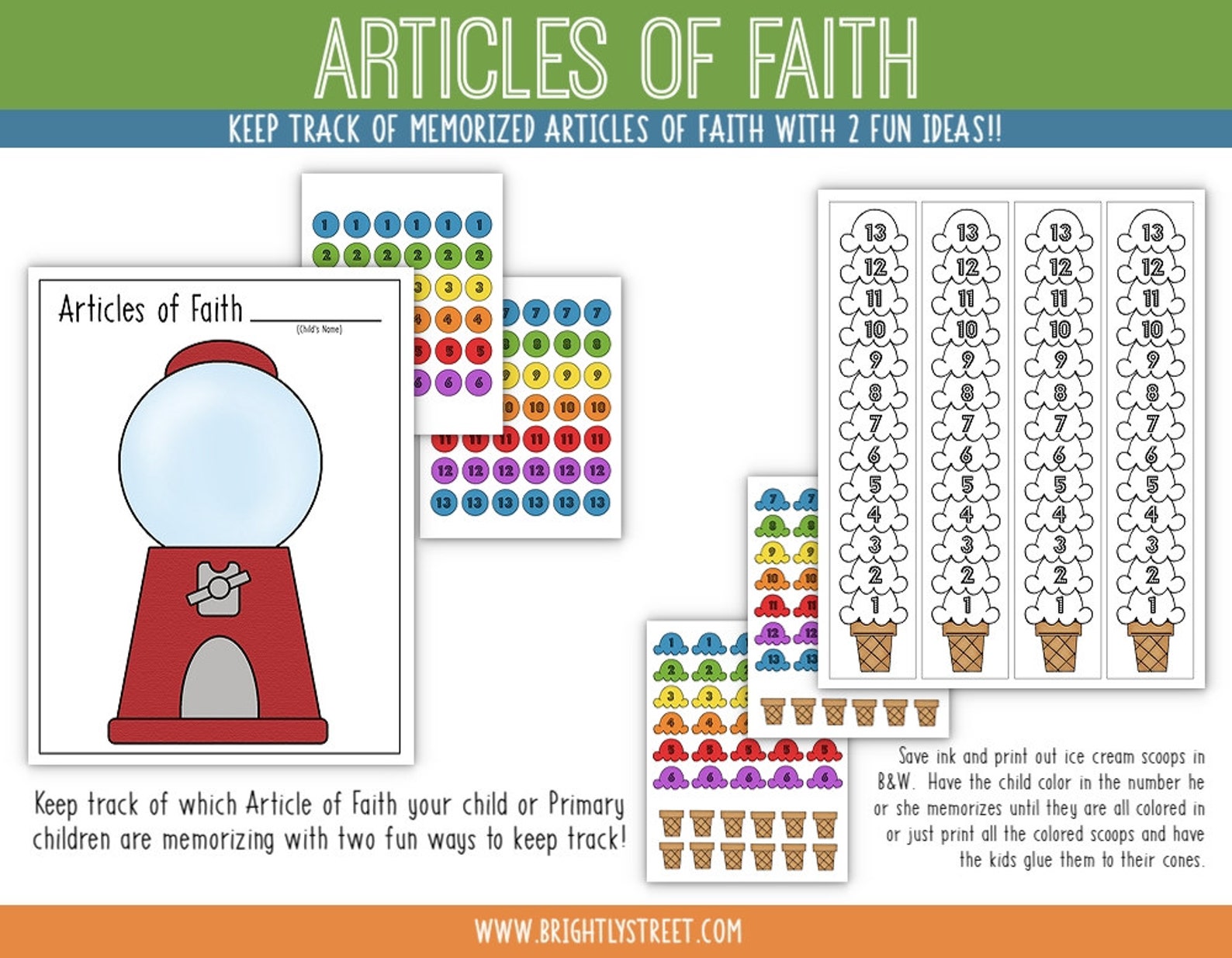 Articles of Faith Tracker Charts - Etsy
