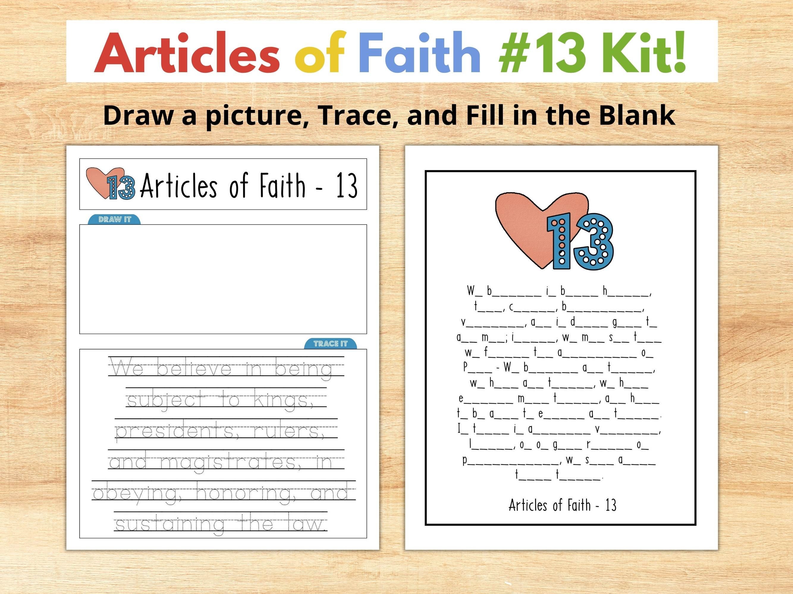 Articles of Faith #13 Complete Packet MEMORIZE the Articles of Faith - Etsy