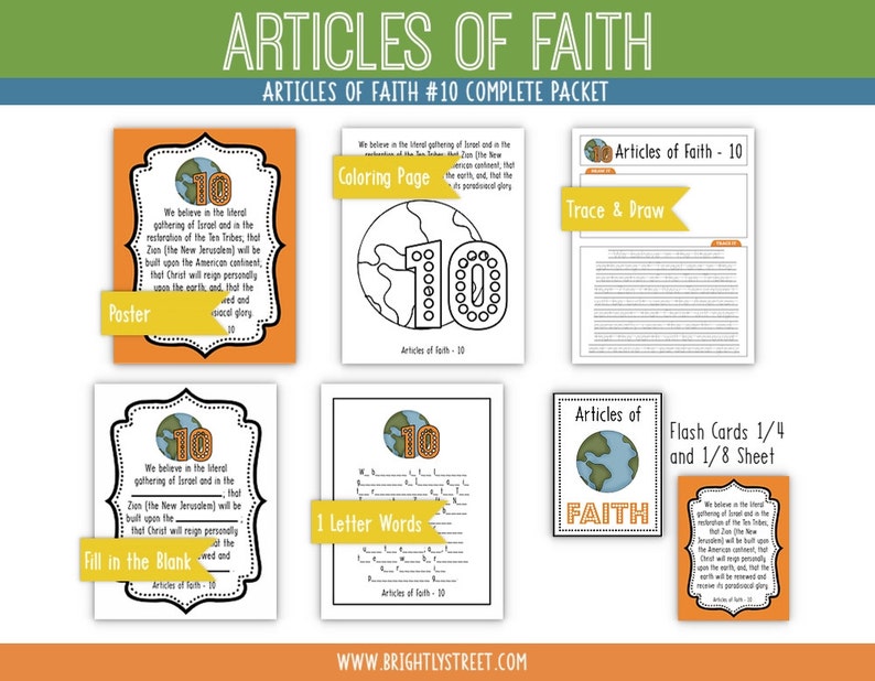 Articles of Faith 10 Complete Packet MEMORIZE the Articles of | Etsy