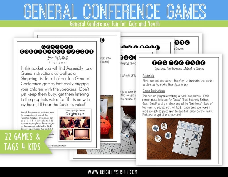 General Conference Packet for Kids "listening Games" - Etsy