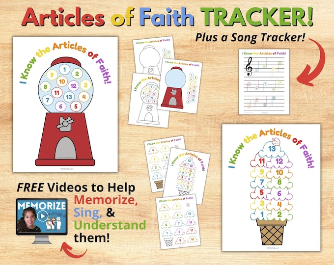 Articles of Faith Tracker Charts - Etsy