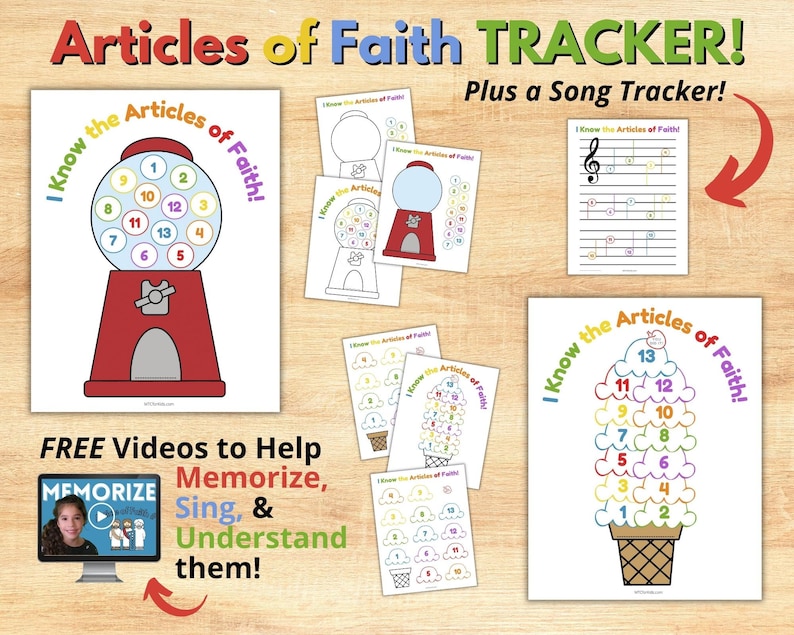 Articles of Faith Tracker Charts - Etsy