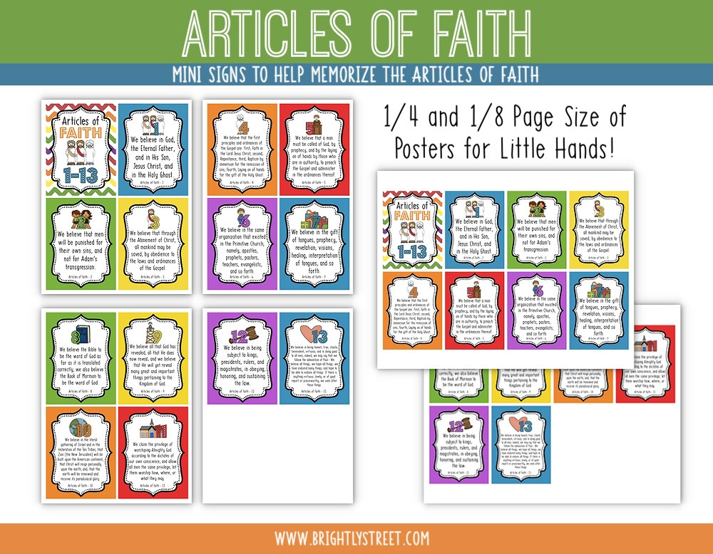 Articles of Faith MINI Posters SIZED for Little HANDS!! - Etsy