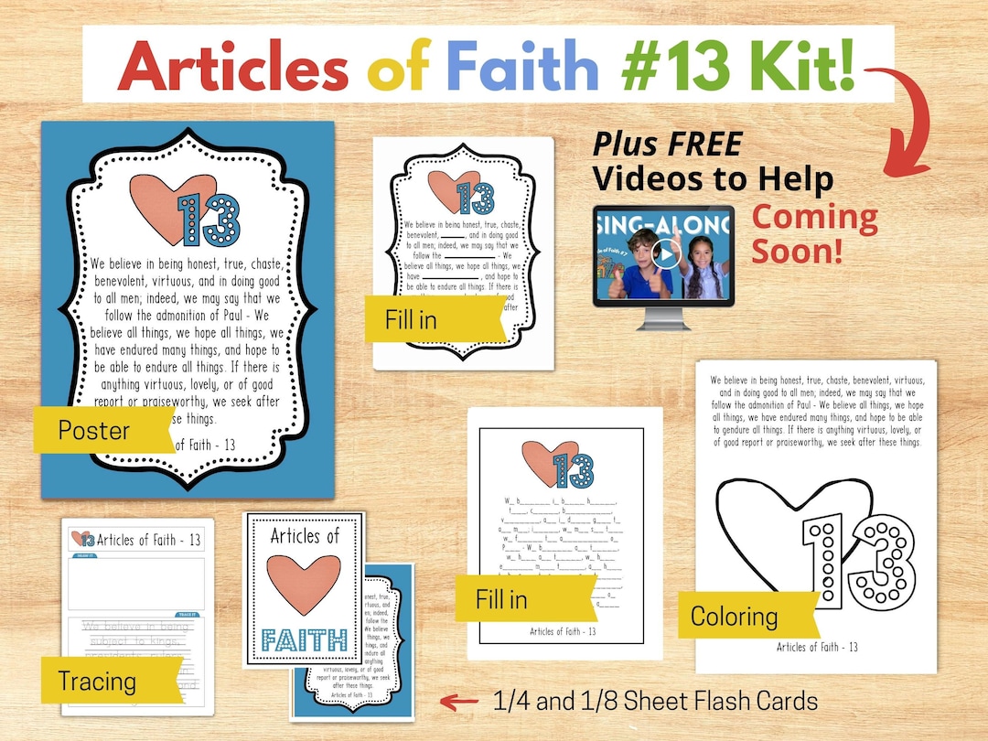 Articles of Faith #13 Complete Packet MEMORIZE the Articles of Faith - Etsy