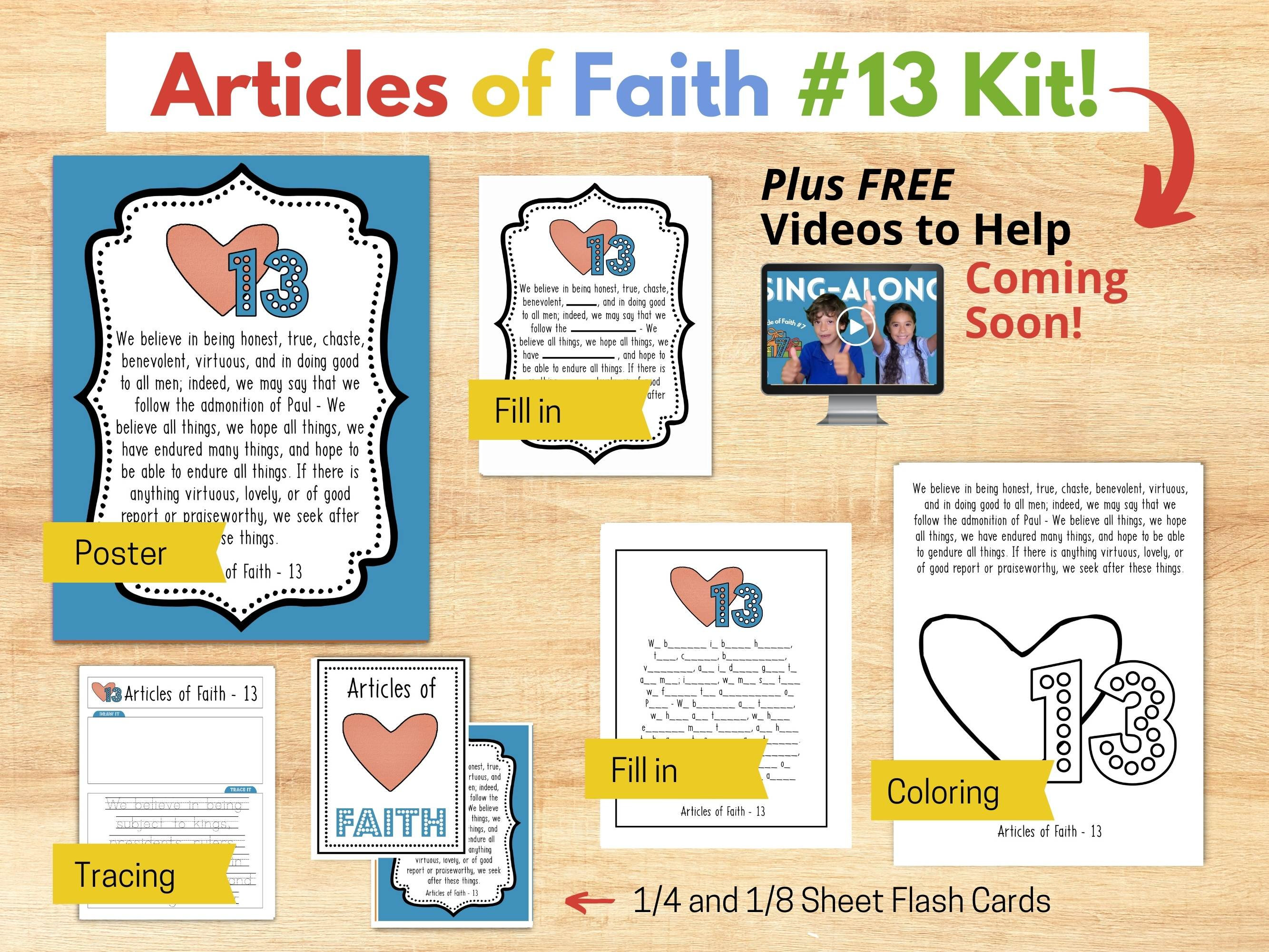 Articles of Faith #13 Complete Packet MEMORIZE the Articles of Faith - Etsy