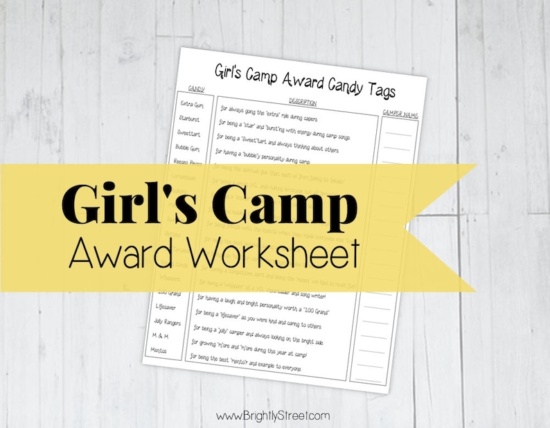 Girl's Camp Awards With Candy - Etsy