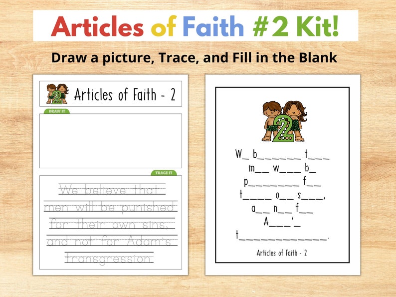 Articles of Faith 2 Complete Packet MEMORIZE the Articles of Faith - Etsy