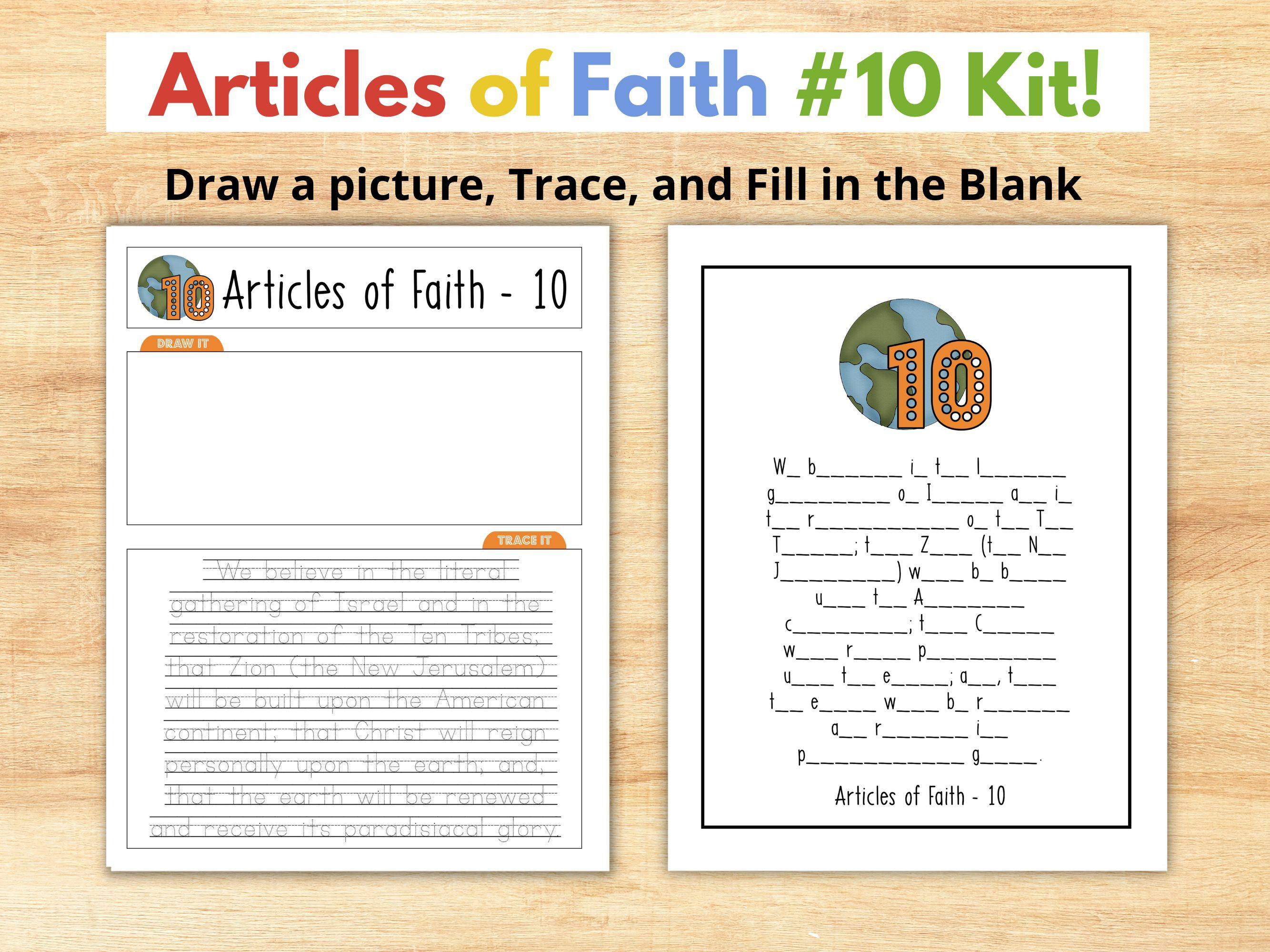 Articles of Faith 10 Complete Packet MEMORIZE the Articles of Faith - Etsy
