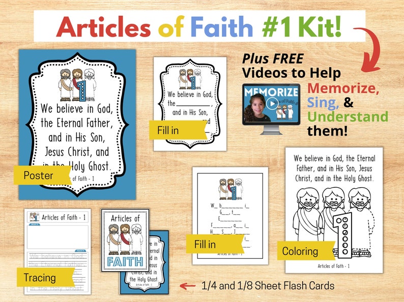 Articles of Faith #1 Complete Packet MEMORIZE the Articles of Faith - Etsy