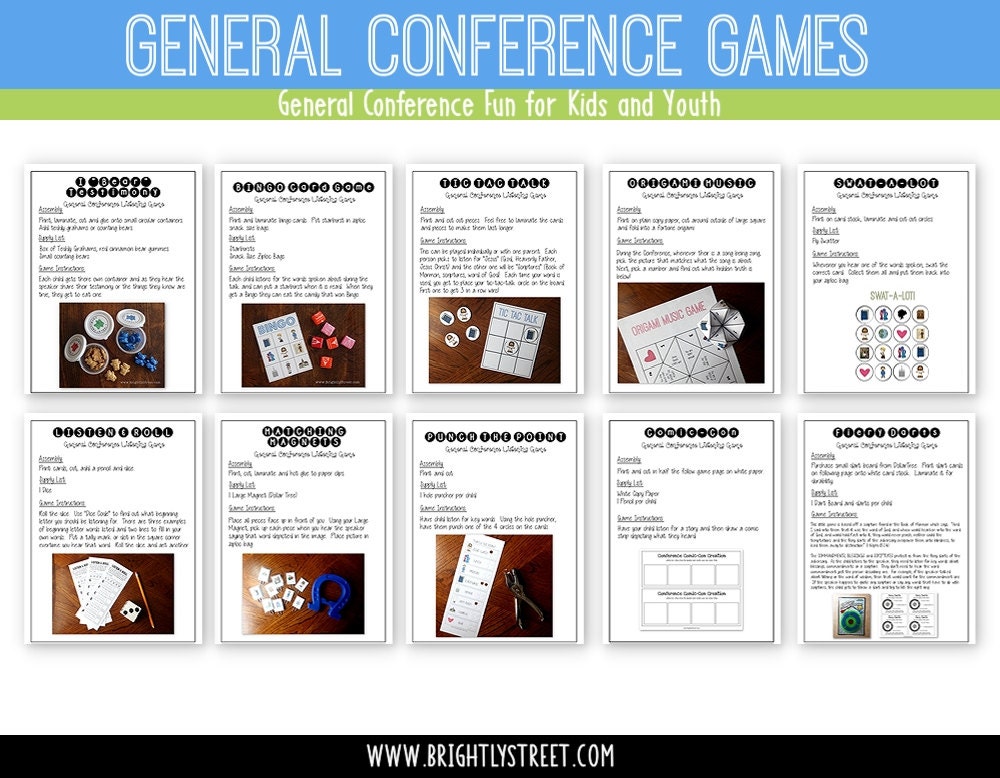 General Conference Packet for Kids listening Games - Etsy