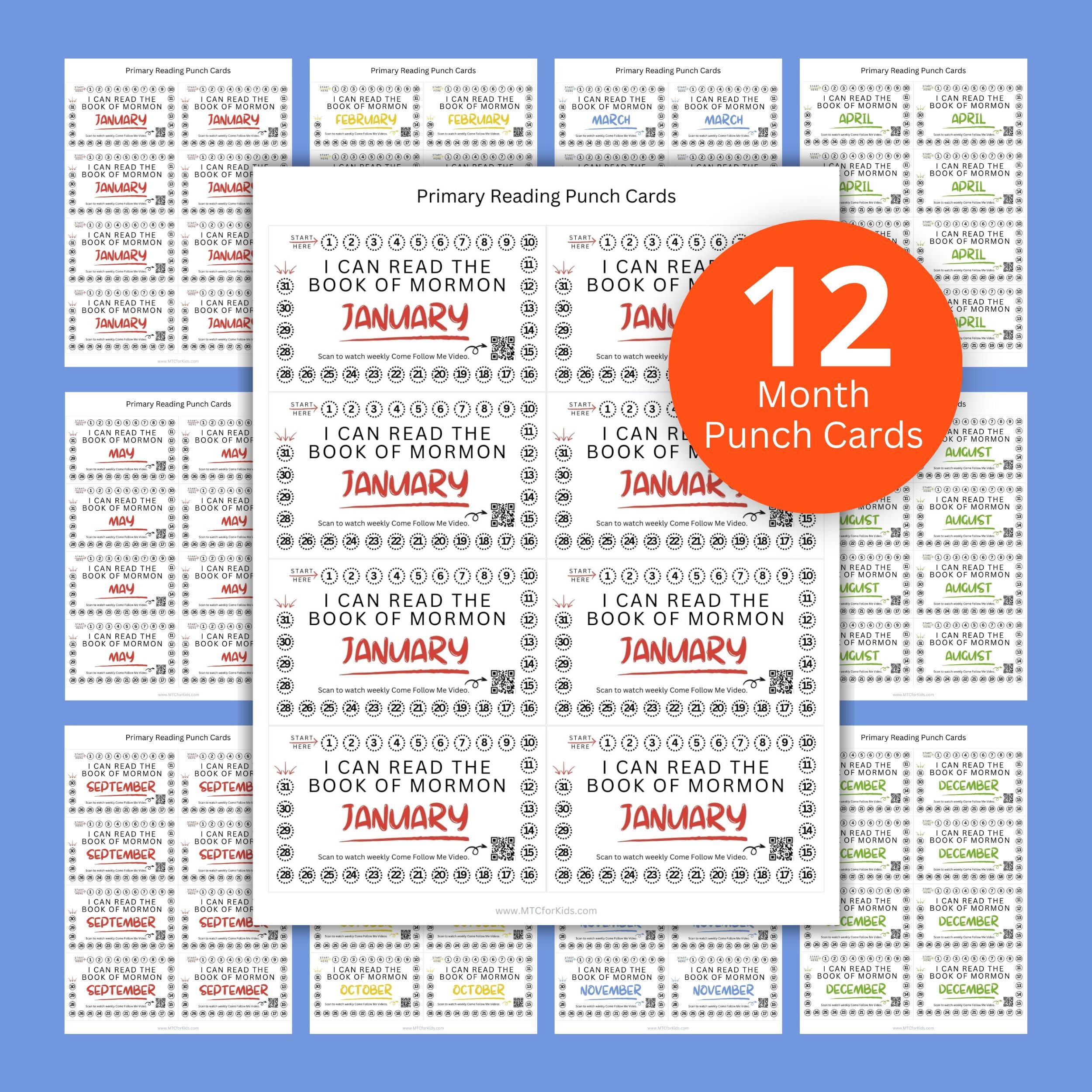 Book of Mormon Reading Chart punch Cards - Etsy