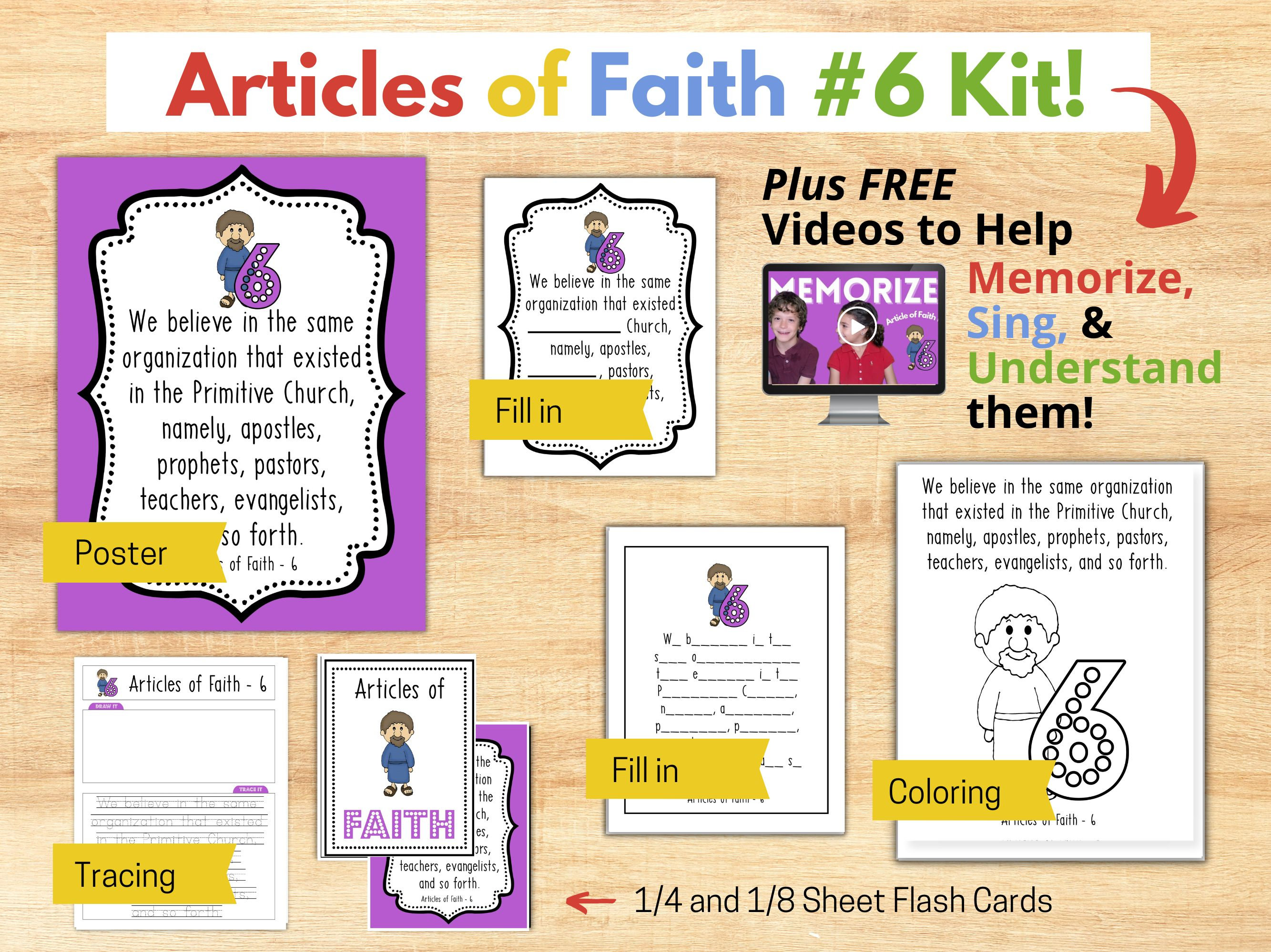 Articles of Faith #6 Complete Packet MEMORIZE the Articles of Faith - Etsy