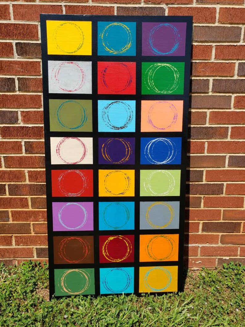 Geometric Wall Art, Block Art, Abstract Wall Decor, Multicolor Art ...
