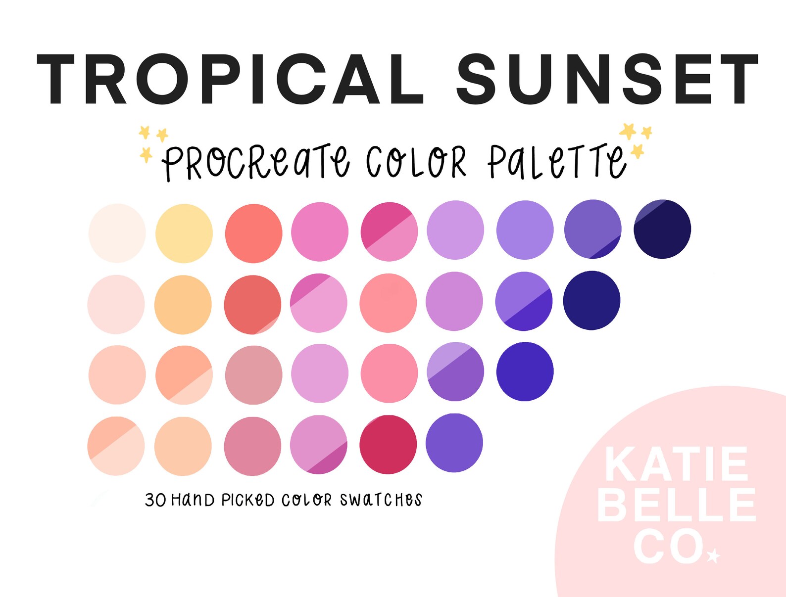 Tropical Sunset Color Palette Sunset Colors Procreate 30 - Etsy