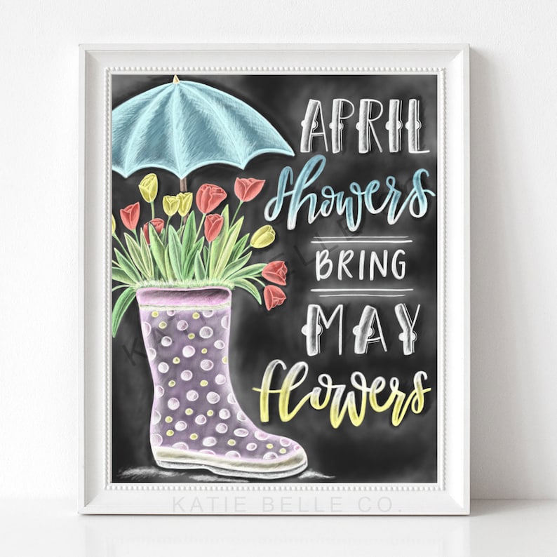 April Showers Bring May Flowers / Spring Decor / Easter Gifts / Mother ...