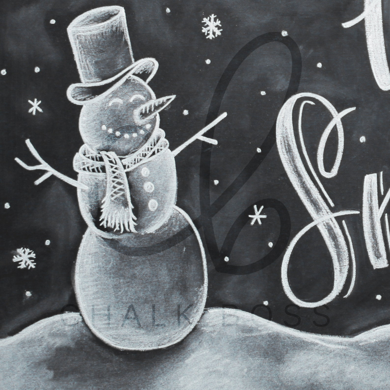 Let It Snow Snowman Art Chalkboard Art Snowman Print | Etsy