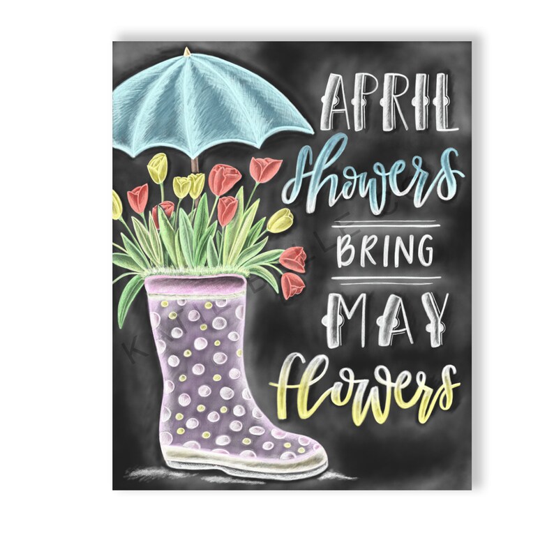April Showers Bring May Flowers / Spring Decor / Easter Gifts / Mother ...