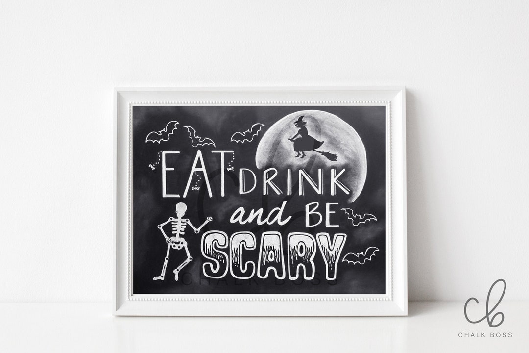 Halloween Party Sign Halloween Signs Halloween Wall Art Chalk Art ...