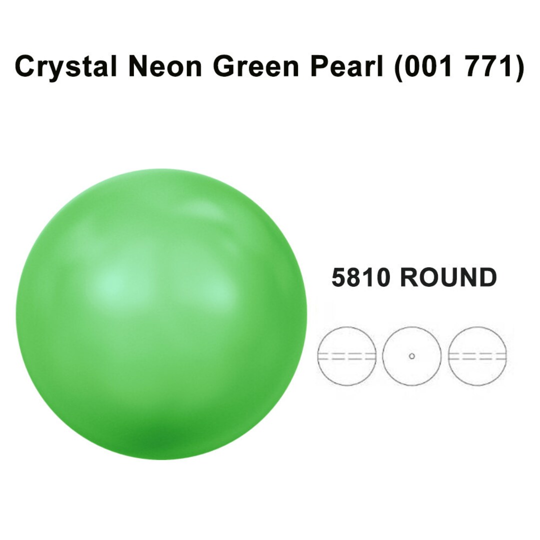 Crystal Neon Green (001 771) Genuine Swarovski 5810 Pearls Round Beads ...