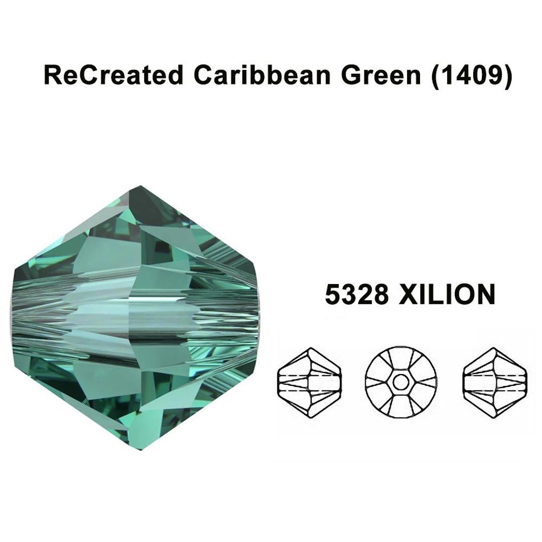 Recreated Caribbean Green (1409) Genuine Swarovski 5328 XILION Crystal ...