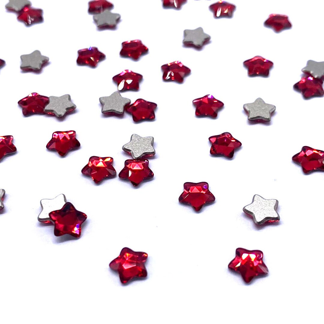 12 Pcs - Swarovski 2754 Star Flower Crystal Flatbacks No-hotfix 6mm Nail Art Rhinestones Red ...