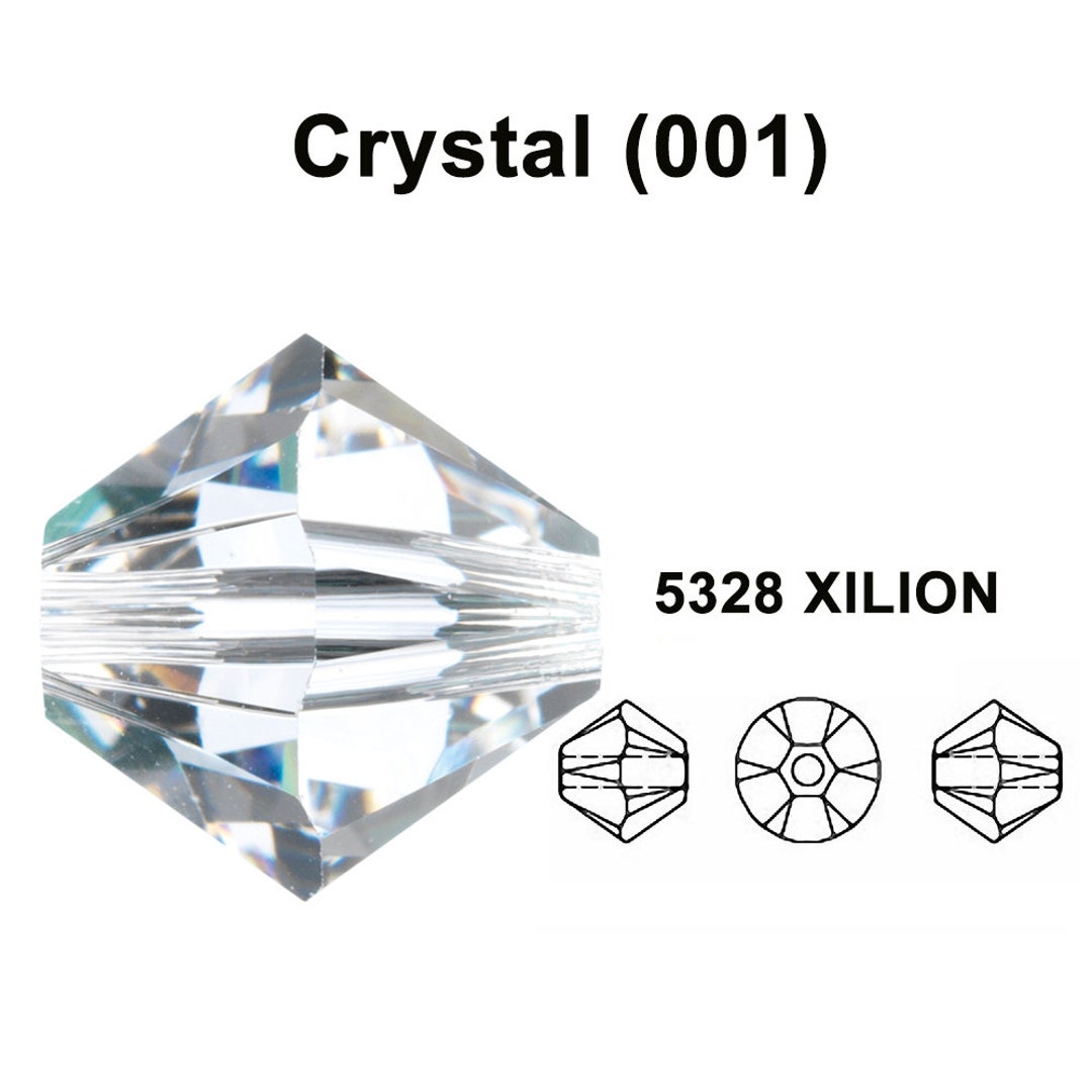 CRYSTAL (001) Clear Genuine Swarovski 5328 XILION Crystal Bicone Beads ...