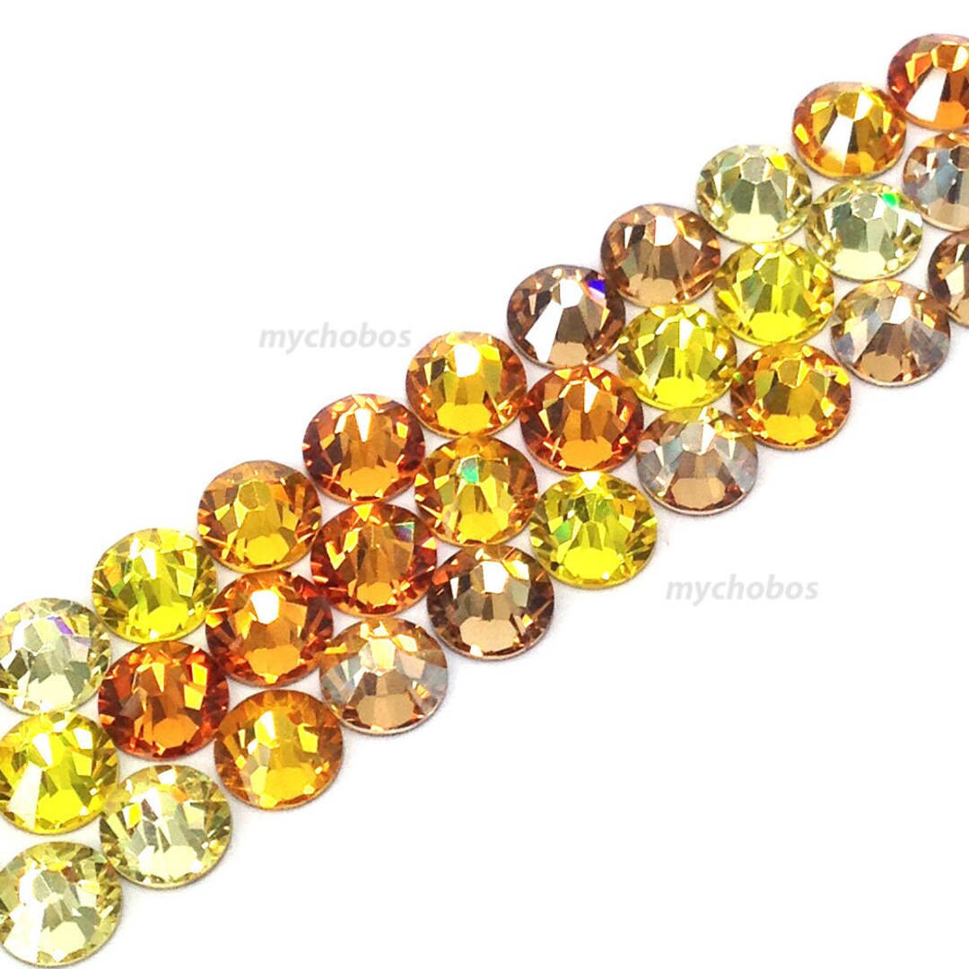 Swarovski 2058/2088 Crystal Flatbacks Rhinestones GOLD YELLOW Colors Mix (ss5 , Ss7 , Ss9 , Ss12 ...