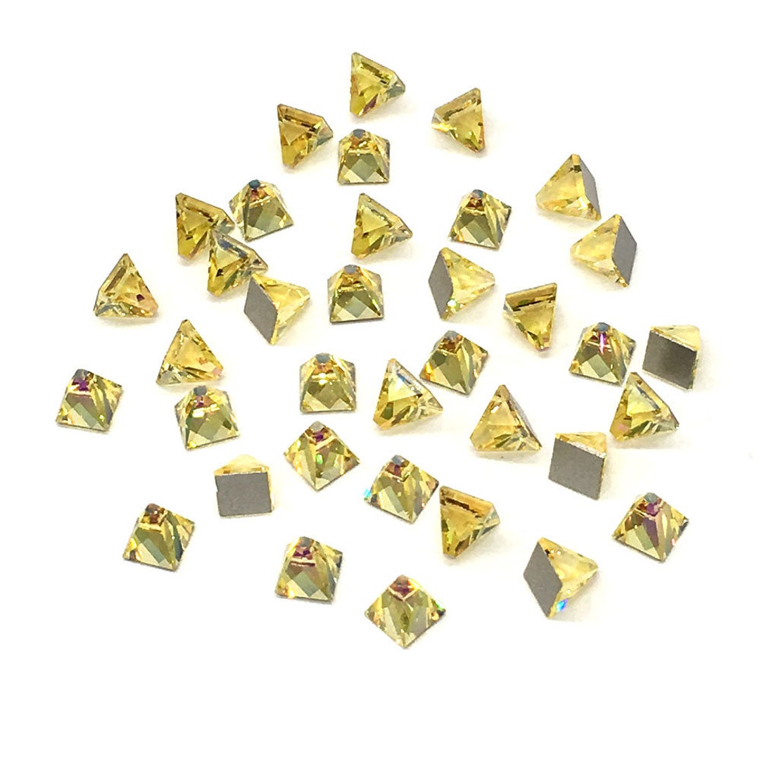8 Swarovski 2419 Square Spike Crystal Flatback 4x4mm Nail Art Yellow ...