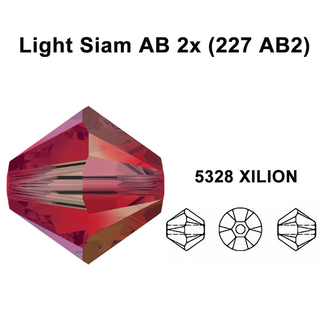 144 Pcs Light Siam AB 2x 227 AB2 Red Genuine Swarovski 5328 XILION ...