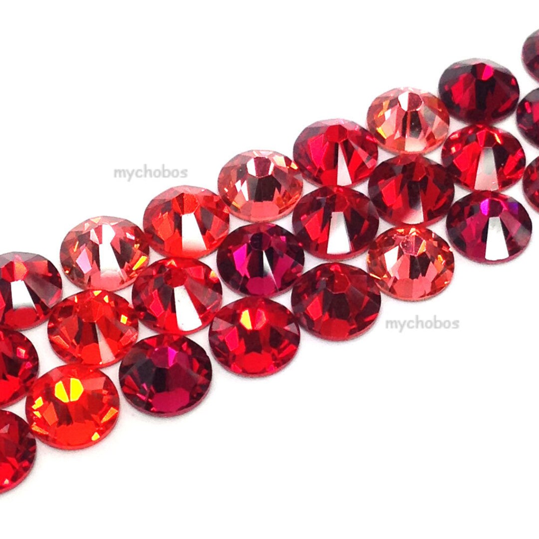 144 Pcs Swarovski 2058/2088 Crystal Flatbacks Rhinestones Nail Art RED ...