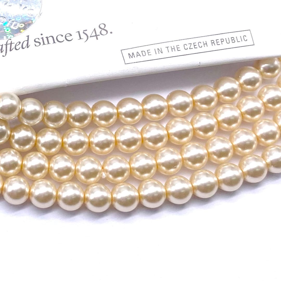 Cream Color Preciosa Crystal Nacre Pearls Effect Round MAXIMA 1H Beads ...